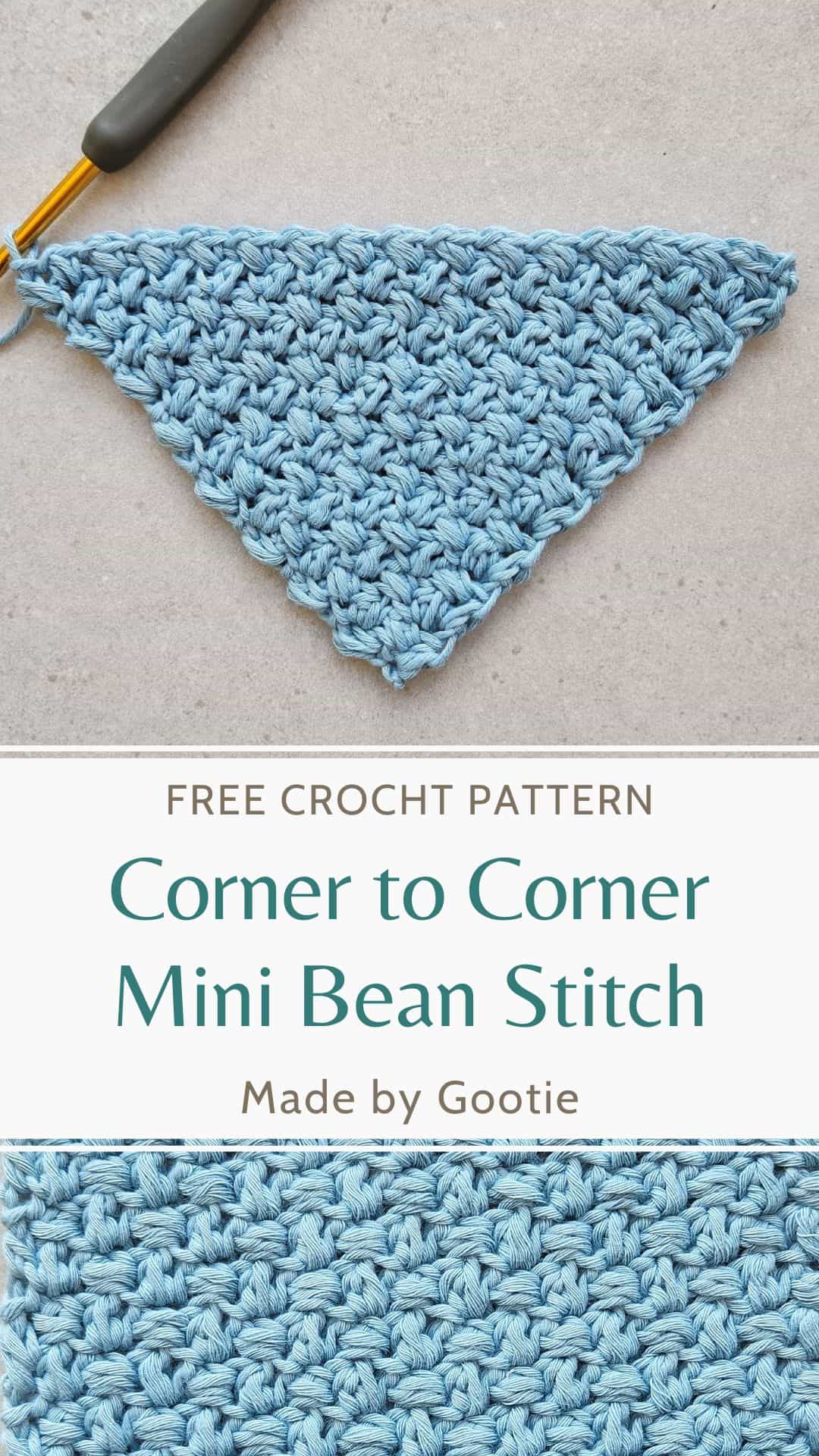 C2C Mini Bean Stitch Free Pattern - Made by Gootie