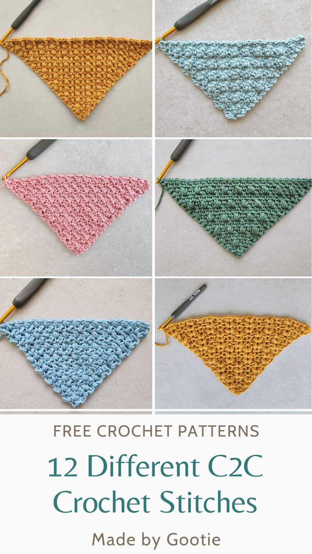12+ Different C2C Stitches (Crochet) - Made by Gootie