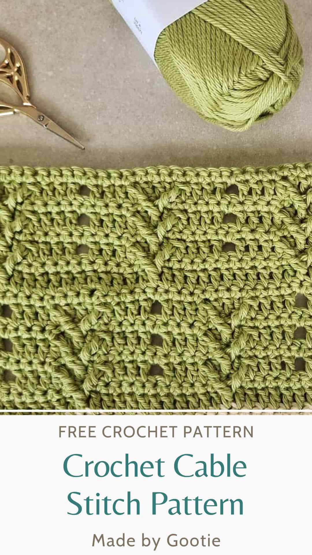 Alternating Fishbone Crochet Cable Pattern - Made by Gootie