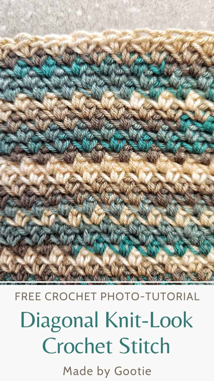 Diagonal Knit Look Crochet Stitch Tutorial - Made by Gootie