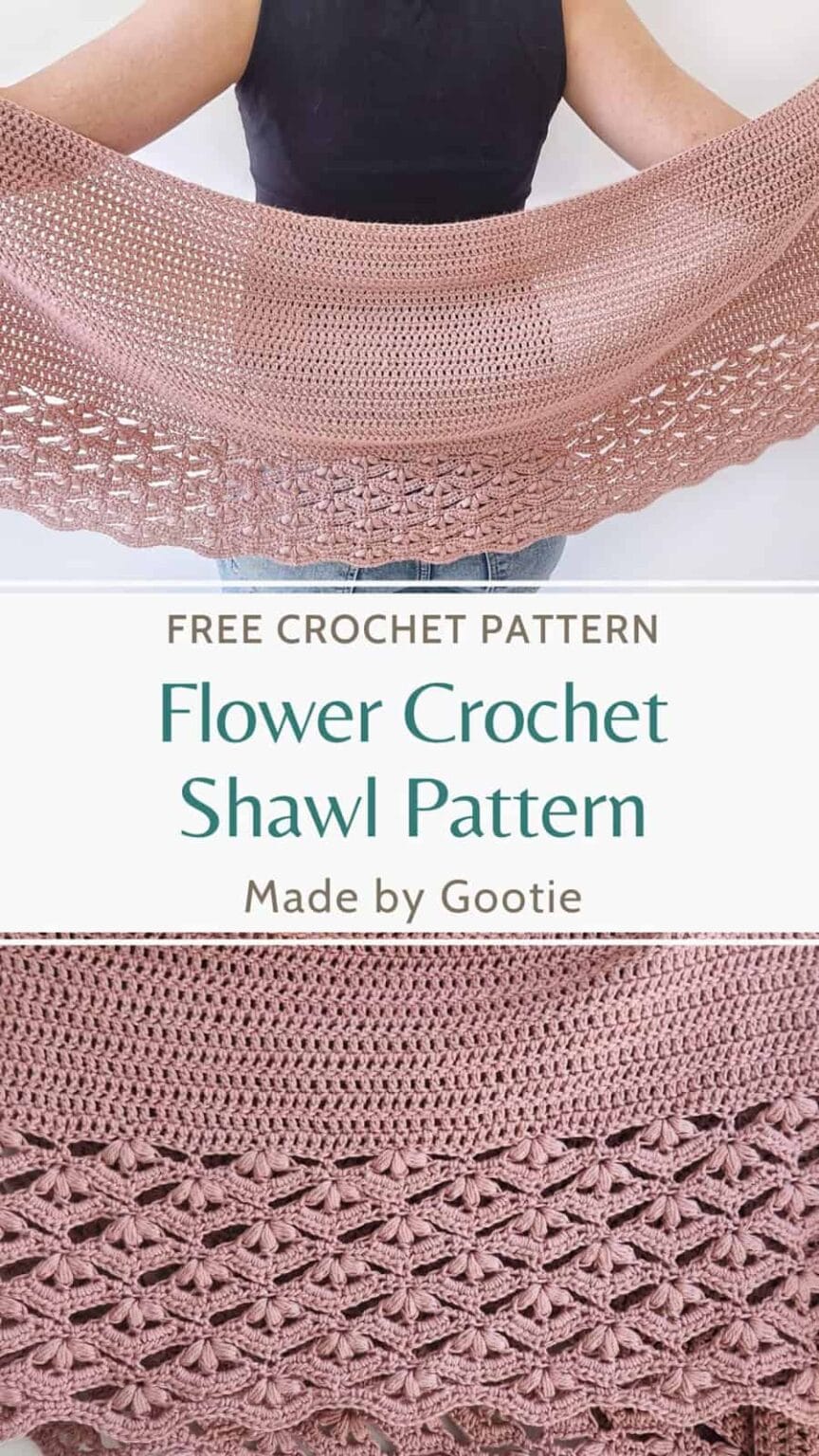 Crochet Flower Shawl Pattern - Floral Drift Shawl - Made by Gootie
